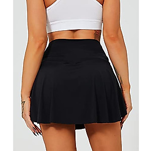 Navneet Women Tennis Skirts with Pockets High Waisted Golf Skirts Athletic Skorts Skirts for Women Activewear Pleated Skirt Running Workout Sports Y2k Skirt Black Mini Skirt #1 Black XS