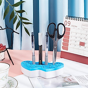 GORGECRAFT Sew Desktop Organizers Silicone Makeup Brush Holder Multipurpose Painting Pen Stand Holder Cosmetic Storage Box for Stash and Store (Blue)