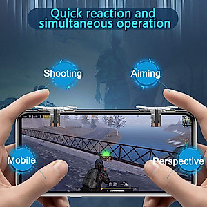 IUGGAN Mobile Game Controller (Metal Transparent), Sensitive Click Shoot and Aim Buttons L1R1 for PUBG/Knives Out/Rules of Survival, PUBG Mobile Game Joystick, Phone Game Controller (Crystal)