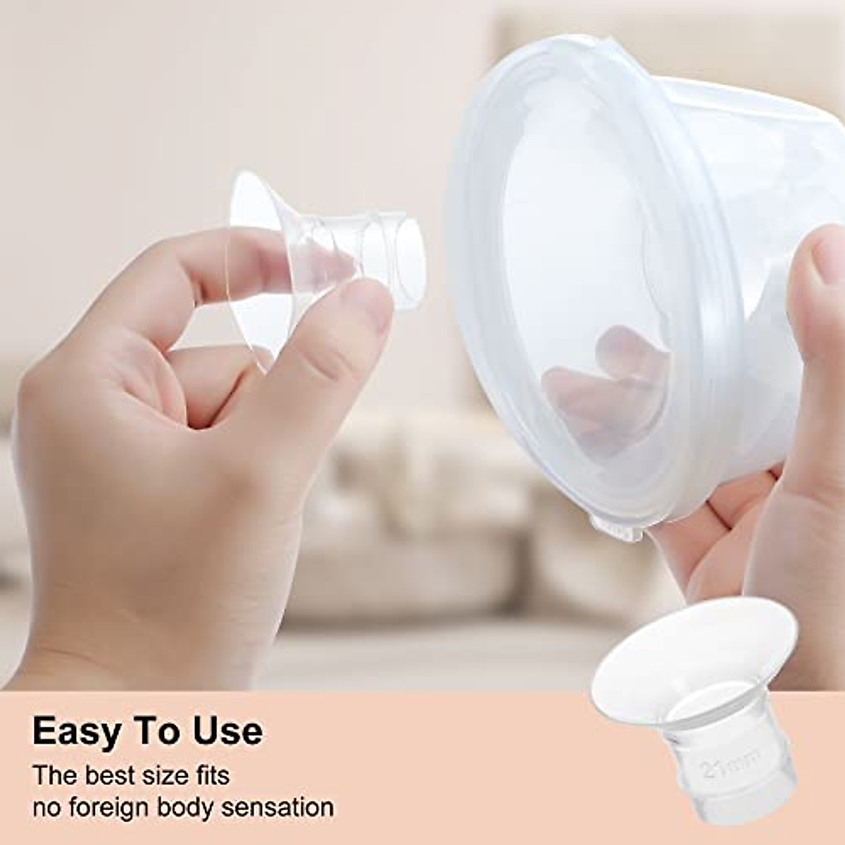 Nanawawa Flange 15, 17, 19, 21mm Insert 24mm Shroud/Flange,Compatible with momcozyS9/S10/S12，Wearable Breast Pump Shields/Flanges， 4 pcs/Each.(17mm/pcs)