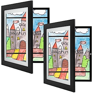Golden State Art, 10x12.5 Kids Art Frames, Front-Opening, Great for Kids Drawings, Artworks, Children Art Projects, Schoolwork, Home or Office (Black, Set of 2)
