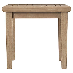 Signature Design by Ashley Gerianne Outdoor Eucalyptus Wood Square End Table, Beige