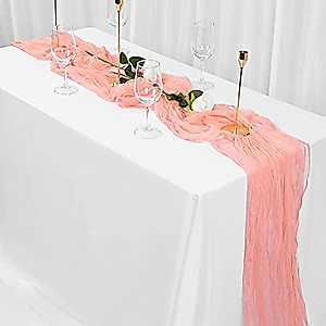 6 Pack 10Ft Blush Cheesecloth Table Runner 29''x120'' Gauze Semi-Sheer Table Runner Rustic Cheesecloth Table Cloth for Romantic Wedding Party Bridal Shower Birthday Dinner Boho Table Decor
