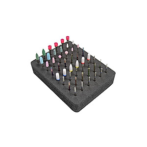 Polar Whale 2 Nail Drill Bit Holders Organizer Stand Durable Black Foam Washable Waterproof Storage Container Tray for Professional or Home Use Bathroom Bedroom Vanity Salon Each Holds up to 48 Bits