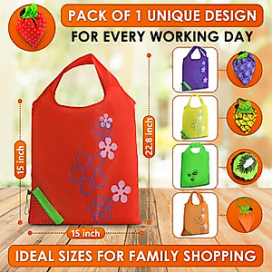 5 Pcs Cute Reusable Grocery Bags in Pouch - Fruit Shaped Reusable Bags With Handles Reusable Shopping Bags Foldable Fruit Tote Bag Washable Grocery Bags - Foldable Reusable Shopping Bag Folding Bags