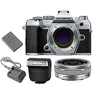 Olympus OM-D E-M5 Mark III Mirrorless Digital Camera Body + M.Zuiko Digital ED 14-42mm f/3.5-5.6 EZ Lens (Silver)