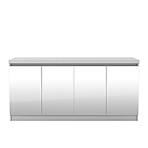 Manhattan Comfort Viennese Collection Mirrored Buffet Cabinet/Dining Console with Compartment Shelves, 62.99" Inches, White Gloss