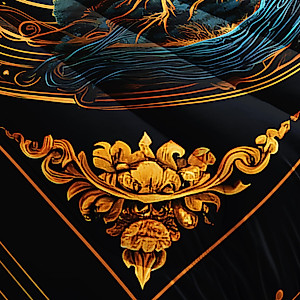 AILONEN Tree of Life Comforter Set Queen Size, Retro Golden Pattern Moon Tree Bedding Set for Room Decor,Soft Bohemian Sparkling Tree Duvet Set,1 Quilt and 2 Pillowcases,3-Piece