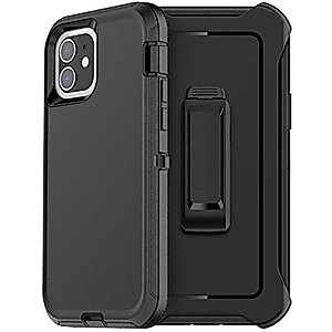 Defense iPhone 12 Case iPhone 12 Pro Case with Two Screen Protector 3 Layer Rugged Heavy Duty Cases for iPhone 12/ iPhone Pro,6.1 inch 2020 (Black)