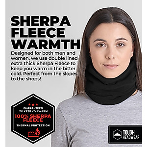 Tough Headwear Neck Warmer - Fleece Neck Gaiter, Winter Face Cover & Ski Scarf - Neck Cover for Men & Women for Cold Weather Black