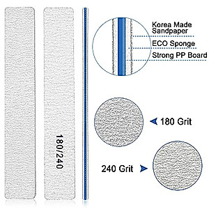 Nail File-Nail Files for Natural Nails 180/240 Grit, Emery Boards Nail Files Double Sided, 12 PCS Professional Manicure Tools for Nail Tech