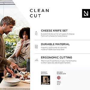 LARS NYSØM Cheese Knife Set Edge 2 pcs. I Cheese Knife Set Made of Stainless Steel I Cheese-Board with Cheese Hatchet I Premium Gift Box I Perfect as Christmas Gift (Carbon Black)