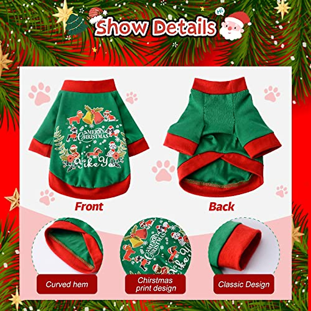 Christmas Dog Shirt Pet Dog Clothes for Small Dogs Boy Girl Holiday Chihuahua Yorkie Dog Outfit Apparel Xmas Puppy Clothing Cat Shirts for Cats Only Costume 2 Pack (X-Small, Shirt)