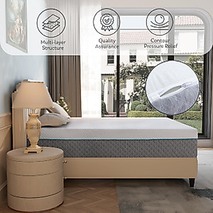 14 Inch Full Memory Foam Mattress, Fiberglass Free Mattress Bed in a Box, Gel Mattress Medium Firm Mattress, CertiPUR-US Certified, 54”x75”x14”, White