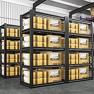 REIBII 72" Storage Shelves Heavy Duty Shelving, Wide Garage Shelving Loads 2000Lbs, Adjustable Garage Storage Shelves, 5 Tier Metal Shelving for Storage Utility Shelf Rack, 72"H*35.5"W*16"D, 2 Pack