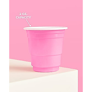 xo, Fetti Party Decorations Pink Plastic Shot Glasses - 50 Matte Disposable 2 oz Cups | Bachelorette Party, Birthday Party, Party Favors, Baby Shower Supplies