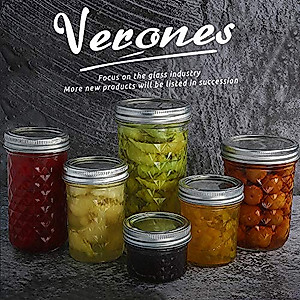 VERONES Mason/Canning Jars, 4 OZ Jelly Jars With Regular Lids and Bands, Ideal for Jam, Honey, Wedding/Shower Favors, DIY Spice Jars, 16 PACK, Extra 16 Lids