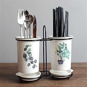 OUSIKA Utensil Caddy Ceramic Chopstick Holder Storage Box Pen Holder Shelves