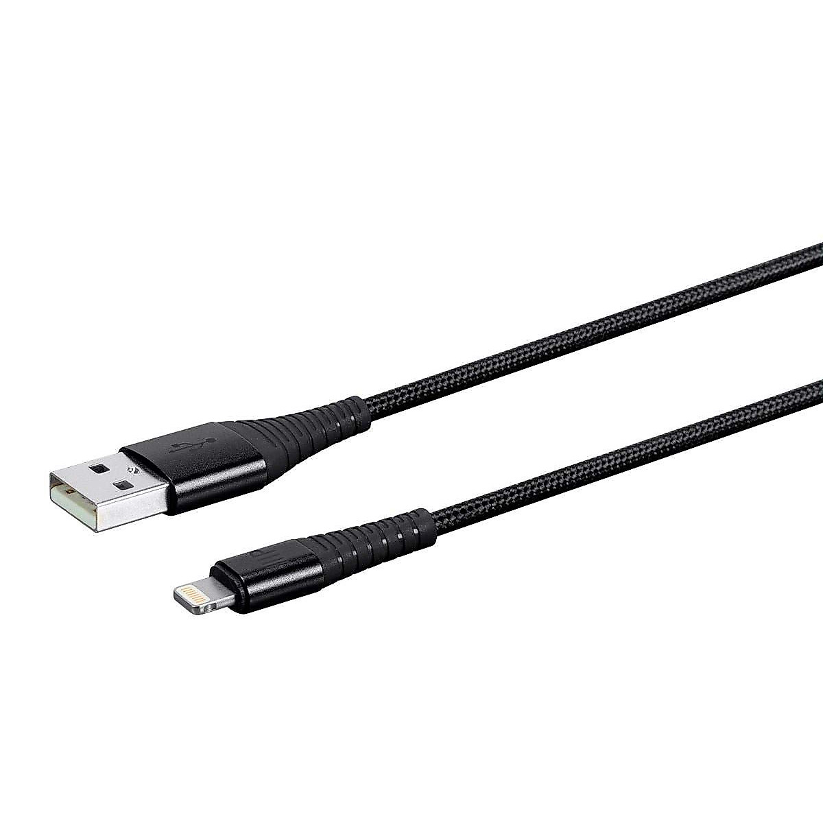 Monoprice Apple MFI Certified Lightning to USB Type A Charge & Sync Cable - Nylon-Braid, Durable, Kevlar-Reinforced, 1.5 Feet, Black - AtlasFlex Series