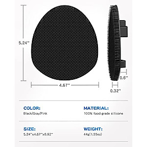 Manmihealth Silicone Back Scrubber(Thin Bristles) & Soft Bath Glove Set, Super-Cleaning Body Scrubber & Super-Lathering Shower Brush Combination, with a Free Hook. (Black)