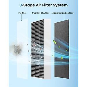 Air Purifiers for Home Bedroom Up to 1185 Sq Ft with Air Quality Sensors, H13 True HEPA Filter, 24 dB Quiet Desktop AirPurifier Clean 99.97% of Dust, Pet Hair, Smoke, Pollen, ECOWELL EAP260, White