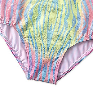 EQSJIU long sleeve leotards for toddler girls gymnastics 2t 3t 18-24 months green pink zebra gradient colors sleeved bodysuits