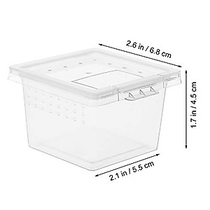 balacoo 100Pcs Reptile Breeding Box Plastic Transparent Feeding Case Hatching Container with Lid for Spider Scorpion Gecko Insect Snake Tortoise