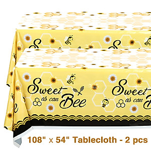 194PCS Bumble Bee Themed Party Supplies Bee Party Decorations - Bee Paper Plates and Napkins, Tablecloth, Tableware, What Will It Bee Gender Reveal Birthday Baby Shower Party Supplies, Serves 24