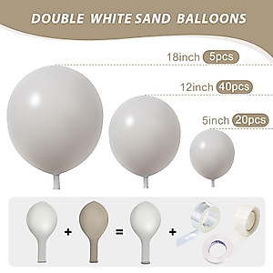 White Balloons Double White Sand Stuffed Balloons White Balloons Different Sizes 18 12 5 Inch for Garland Arch White Balloons Arch Kit For Neutral Baby Shower Bridal Wedding Birthday Party Decor