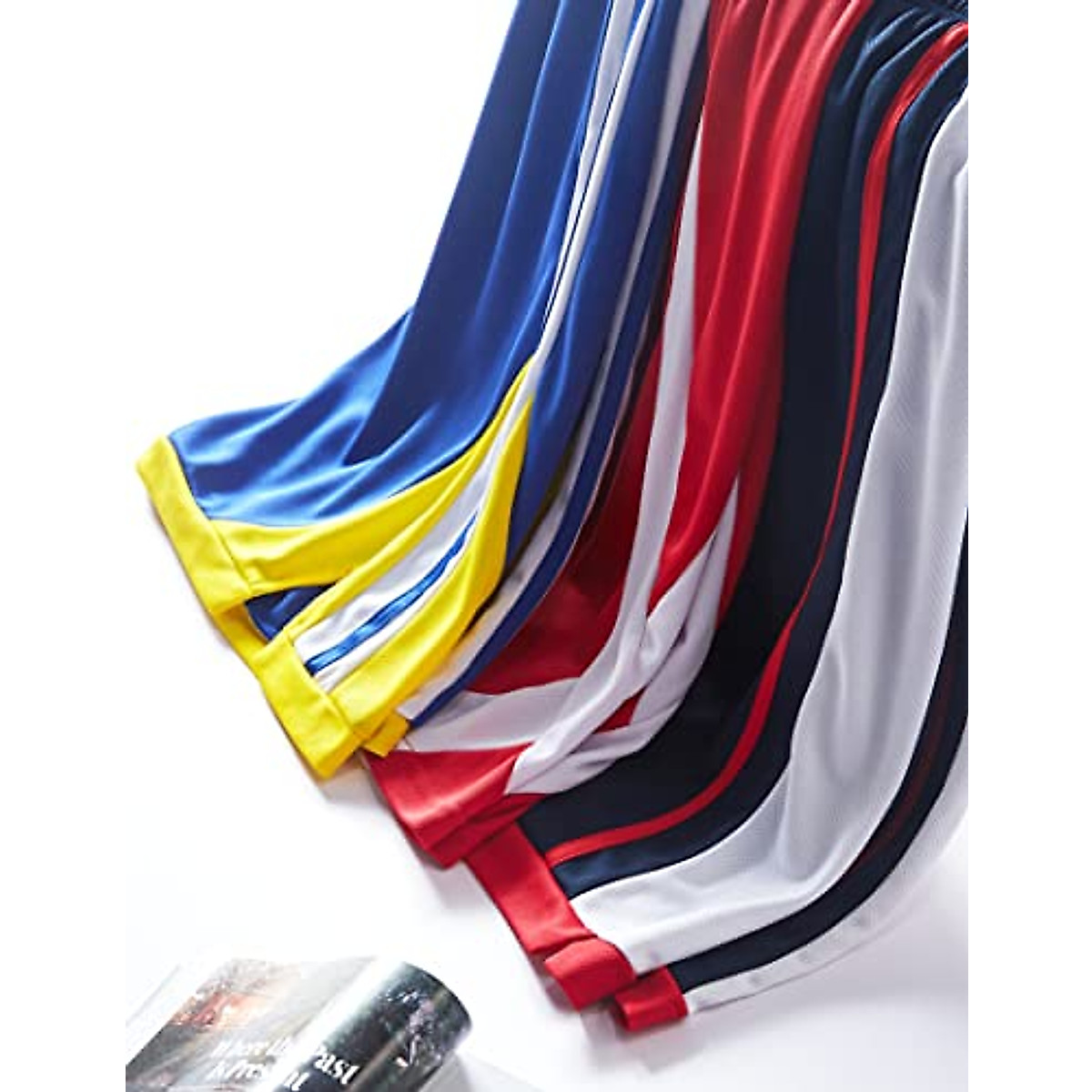 Pack of 5 Men's Athletic Basketball Shorts Mesh Quick Dry Activewear with Pockets (Set 3, Large)