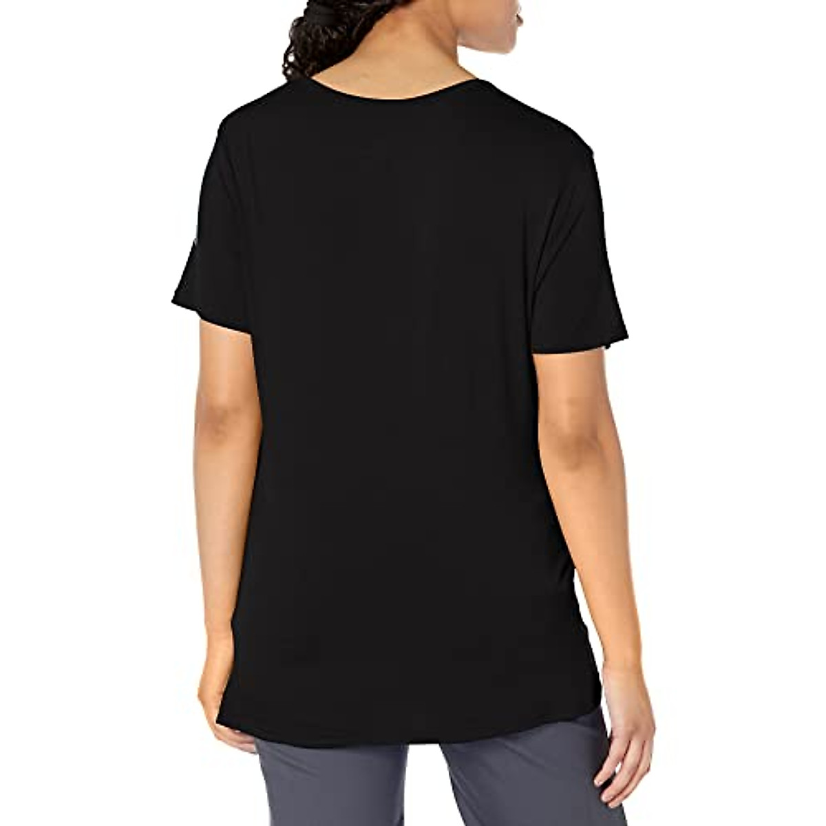 WonderWink Women's Silky Short Sleeve Tee, Black, Large