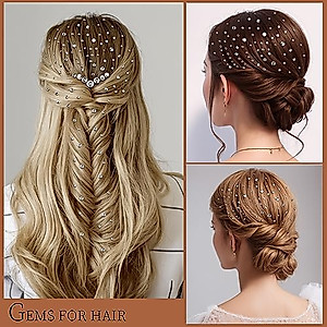 Teenitor Face Gems Self Adhesive Face Rhinestone Makeup Festival Face Jewels Stick On Pearls Hair Gems Concert Makeup Gems for Face, Hair, Body, Eye