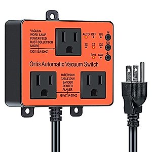 Automatic Vacuum Switch, Ortis Dust Control Autoswitch for More Power Tools, Delay Vacuum On/Off to Prevent Circuit Overload and Tripping, Adjustable Actuation Threshold