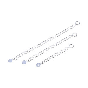 2pcs Adabele Authentic 925 Sterling Silver Jewelry Making Chain Extender with Cute Heart Drop Strong Removable Adjustable 6 inch Extension for Necklace Anklet Bracelet SS301-6
