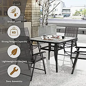 soges 41in Outdoor Patio Bistro Coffee Tea Table, Square Tempered Glass Steel Frame Dining Table with Umbrella Hole,All Weather Outside Desk for Garden Lawn Balcony Backyard, Black 30LHYW-OT03BK105
