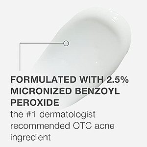 Neutrogena Stubborn Acne AM Face Treatment with 2.5% Micronized Benzoyl Peroxide Acne Medicine, Oil-Free Daily Facial Treatment to Reduce Size & Redness of Breakouts, Paraben-Free, 2 oz
