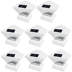 8 Pack Vintage Bronze Garden 4 x 4 Solar LED Post Deck Cap Square Fence Light Landscape Lamp Lawn PVC Vinyl Wood