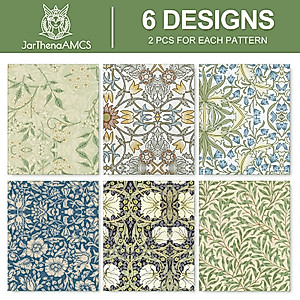 JarThenaAMCS 12 Sheets William Morris Floral Wrapping Paper -Not Roll- Greenery Gift Wrap Paper Folded Flat Art Paper for DIY Crafts Wedding Birthday Baby Shower, 19.7 x 27.6 Inch