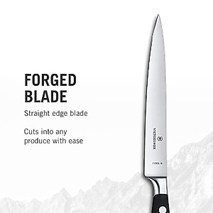 Victorinox Grand Maitre Chef's Knife - Kitchen Knife for Cutting Meat, Vegetables & Fruit - Modern Slicing Knife for Cooking - Black Handle, 6"