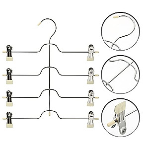 Zerodeko Pant Hangers Multi Layer Pants Hangers 4-Tier Trousers Skirt Hangers with Clips Space Saving Closet Organizer for Pants Shorts Jeans Metal Hangers Beige Pants Hangers Space Saving