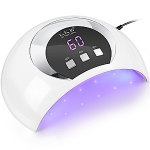 Wisdompark UV LED Nail Lamp, 54W UV Light for Gel Nails with Automatic Sensor/3 Timer Setting Professional Nail Dryer Gel Polish Curing Lamp Nail Art Tools (White) (54, Watts)