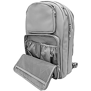 OTGBABY Diaper Bag Backpack with Changing Station, Unique and Functional Mommy Bag, Premium Vegan Leather Diaper Bag with 7 Storage compartments, Dove Gray
