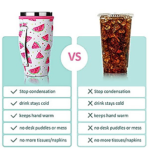 4 Pieces Iced Coffee Cup Sleeves Reusable Neoprene Insulated Sleeves Drink Sleeve Holder with Handle Cup Cover Holder for 30 oz Coffee Beverage Milk Water Cold Hot Drinks, Hawaiian Style