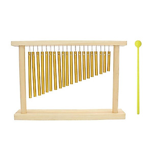Dilwe 20 Bars Percussion Chimes, Single-Row Musical Percussion Instrument with Wood Stand Stick