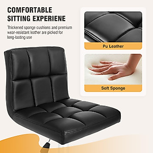 FDW Counter Height Swivel Bar Stools PU Leather Padded with Back,Set of 2 Height Adjustable Counter Stool Barstools Dining Chair,Black