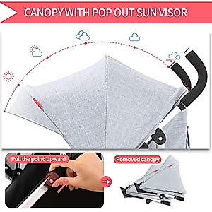 Umbrella Baby Stroller Lightweight Compact Stroller All Terrain Convenience Carriage Stroller Travel Tall Pram for Toddler Big Kids Single Stroller (Bright Grey)