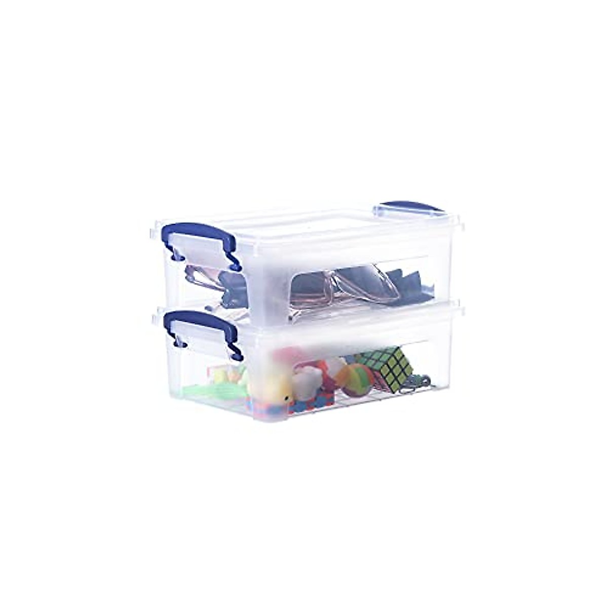 Superio Clear Storage Bins with Lids, Stackable Storage Box with Latches and Handles, Extra Small, 2 Pack 2 Quart