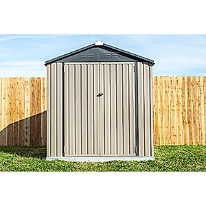 Cover-It 6x4 Metal Outdoor Galvanized Steel Storage Shed with Swinging Double Lockable Doors for Backyard or Patio Storage of Bikes, Grills, Supplies, Tools, Toys, for Lawn, Garden, and Camping, Tan