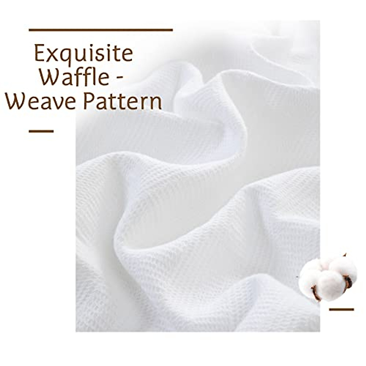 LBRO2M Waffle 100% Cotton Blanket Queen Size (90"x90"，Warm Lightweight Breathable Bed Sofa Couch Throws,Super Soft Knit Weave Travel for All Season,White
