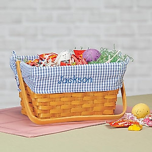Fox Valley Traders Personalized Blue Gingham Wicker Easter Basket